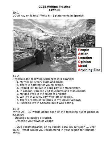 GCSE Spanish (AQA) Writing Worksheets Theme 2 Topic 1: Topic 1: Home ...