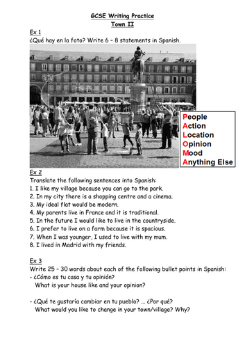 GCSE Spanish (AQA) Writing Worksheets Theme 2 Topic 1: Topic 1: Home ...