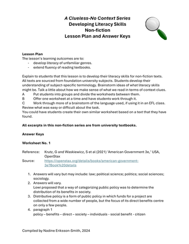 A Clueless-No Context Series - Non-fiction Worksheets | Teaching Resources