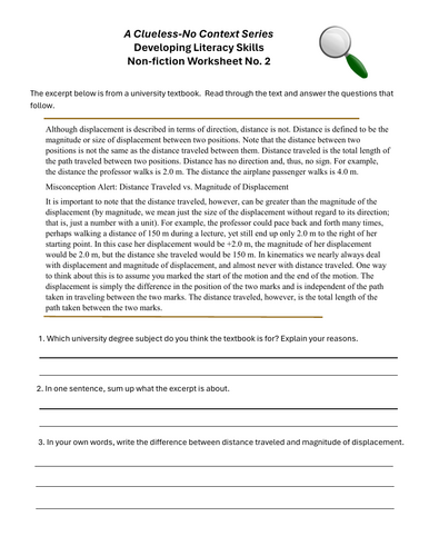 A Clueless-No Context Series - Non-fiction Worksheets | Teaching Resources
