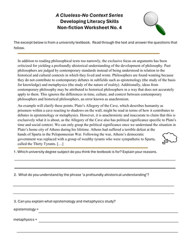A Clueless-No Context Series - Non-fiction Worksheets | Teaching Resources
