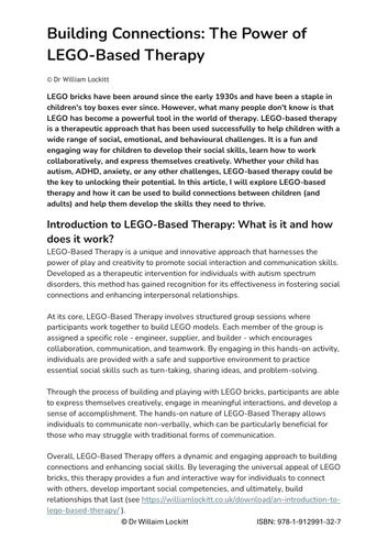 Building Connections: The Power of LEGO-Based Therapy | Teaching Resources