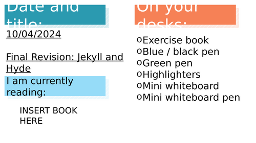 Jekyll and Hyde Revision Lesson: Plot Review and PPQ | Teaching Resources
