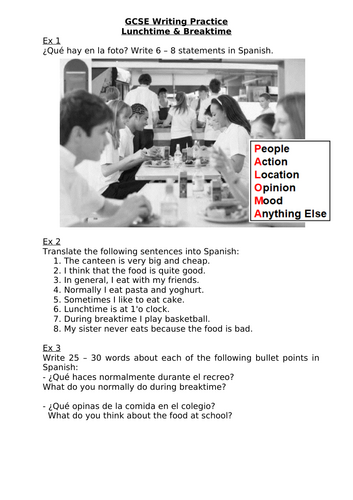 GCSE Spanish (AQA 2018) Writing Worksheets Theme 3 Topic 1 & 2: My ...
