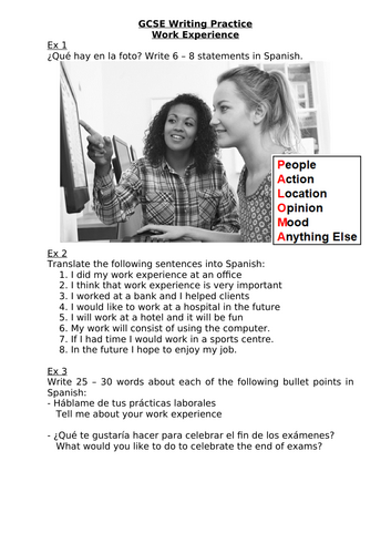 GCSE Spanish (AQA 2018) Writing Worksheets Theme 3 Topic 1 & 2: My ...