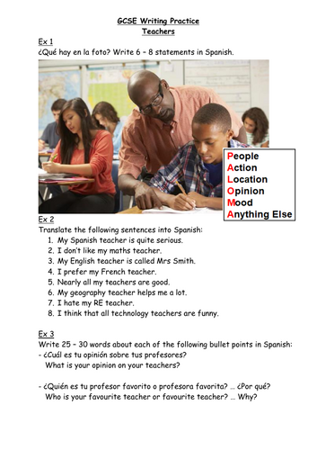 GCSE Spanish (AQA 2018) Writing Worksheets Theme 3 Topic 1 & 2: My ...