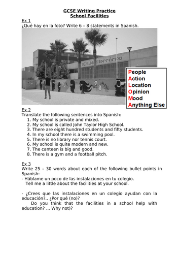 GCSE Spanish (AQA 2018) Writing Worksheets Theme 3 Topic 1 & 2: My ...