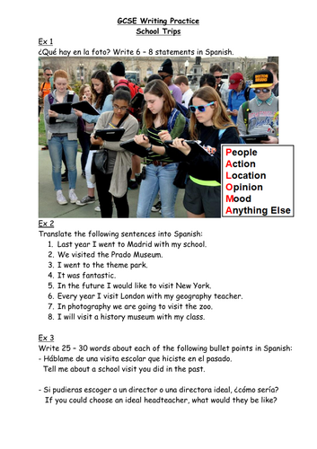 GCSE Spanish (AQA 2018) Writing Worksheets Theme 3 Topic 1 & 2: My ...