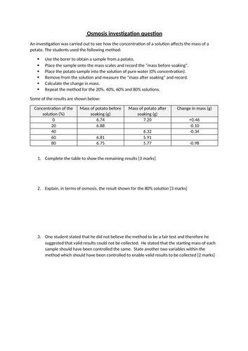 Osmosis and Acceleration REVISION (AQA GCSE) | Teaching Resources
