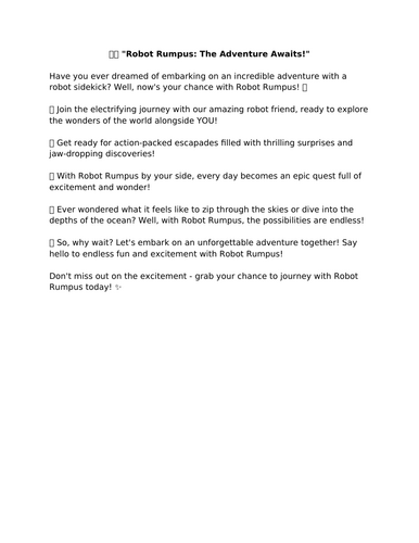 Robot Rumpus by Sean Taylor - Year 2 Unit of Writing Resources ...