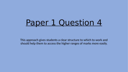Approaching Paper 1 Question 4 | Teaching Resources