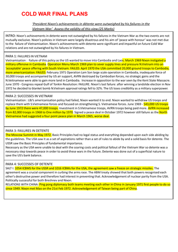 A Level History: Cold War Essay Plans | Teaching Resources