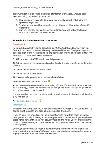 Language and Technology A Level Unit | Teaching Resources