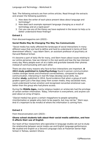 Language and Technology A Level Unit | Teaching Resources