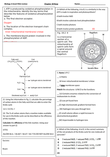 Mini assessments/ reviews OCR A Biology Mid unit Checkpoints | Teaching ...