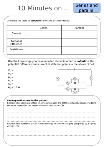 Series and parallel circuits | Teaching Resources