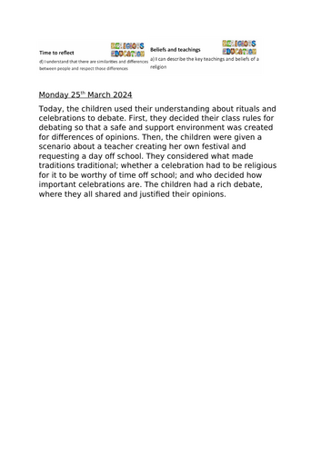 Rituals & Festivals debate - RE - LKS2 | Teaching Resources