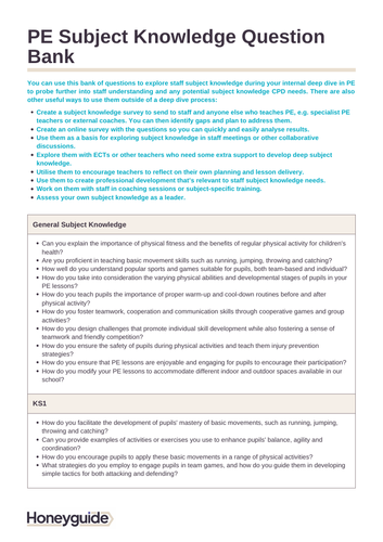 PE Deep Dive Pack | Teaching Resources