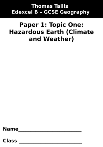 Edexcel B GCSE Geography Hazardous Earth Revision Booklet | Teaching Resources
