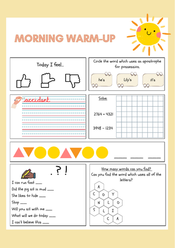 Year 4 Morning Warm-Ups | Teaching Resources