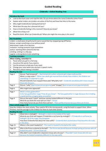 Cinderella (Oxford Reading Tree) Guided Reading Plan and Resources ...