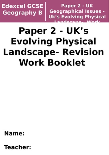 Edexcel B GCSE Geography UK Physical Coasts & Rivers Revision Booklet ...