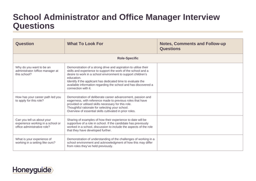 Office Admin Manager Interview Pack | Teaching Resources