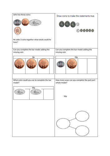 Bundle of resources worksheets for teaching money to Year 2 | Teaching ...
