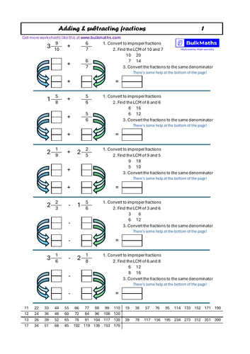 Adding & subtracting fractions scaffold | Teaching Resources