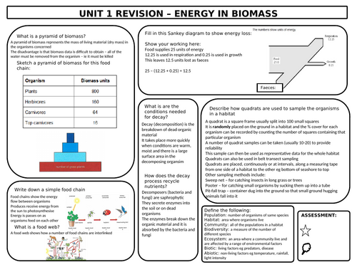 GCSE Biology - Completed Ecology Revision Mat / Knowledge Organiser ...