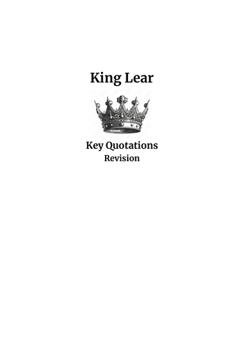 King Lear Key Quotations | Teaching Resources