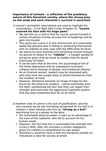 Importance of Animals Essay Plan for GCSE (Of Mice and Men) | Teaching ...
