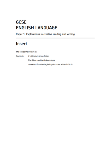 AQA GCSE English Lang Paper 1 Grade 9 The Silent Land Creative reading ...