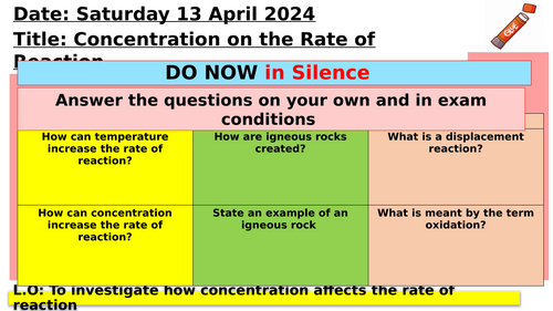 KS3 - Concentration on the rate of reaction | Teaching Resources