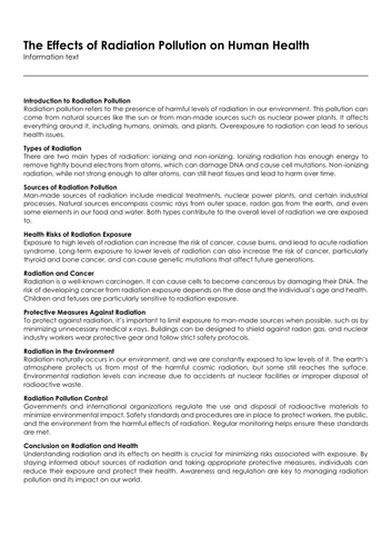 The Effects of Radiation Pollution on Human Health | Teaching Resources