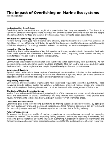The Impact of Overfishing on Marine Ecosystems | Teaching Resources