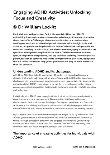 Engaging ADHD Activities: Unlocking Focus and Creativity | Teaching ...