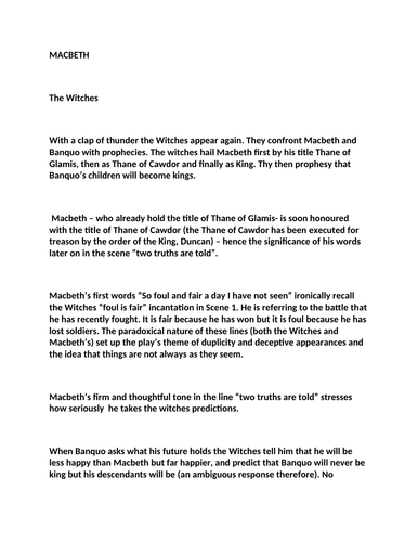 GCSE English Literature revision notes on The Witches in "Macbeth ...