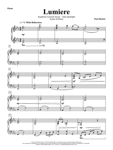 Lumiere (Electric Guitar and Piano) | Teaching Resources