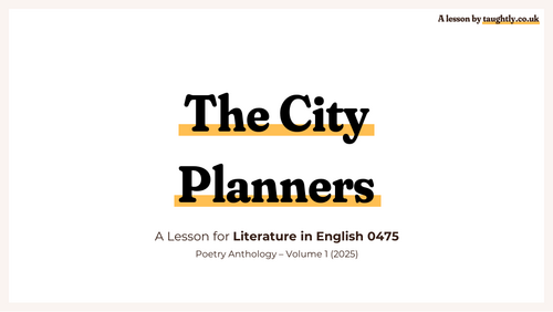 The City Planners: 4 lessons, student booklet, A* exemplar for 0475 ...