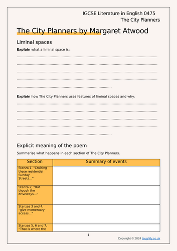 The City Planners: 4 lessons, student booklet, A* exemplar for 0475 ...