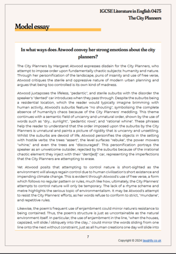 The City Planners: 4 lessons, student booklet, A* exemplar for 0475 ...