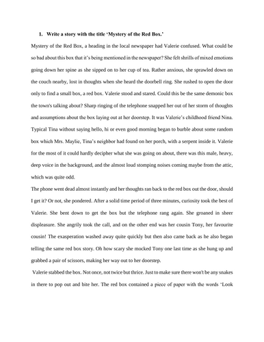 IGCSE Narrative Writing Sample Responses | Teaching Resources