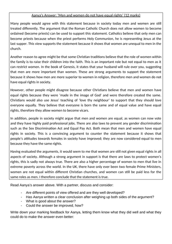 GCSE RS Status and Roles of Women (Religion, Human Rights and Social ...