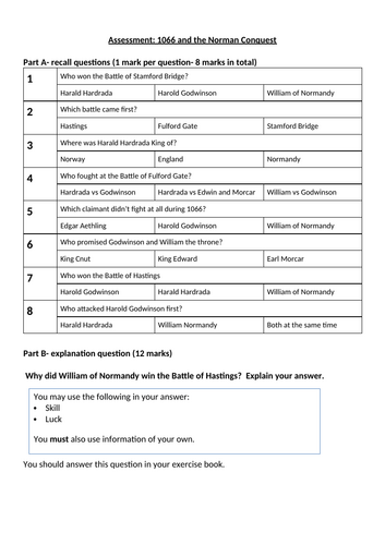 Ready made key stage 3 history assessments pack 1- medieval England ...