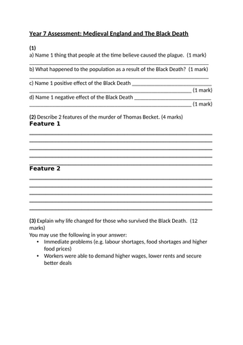 Ready made key stage 3 history assessments pack 1- medieval England ...