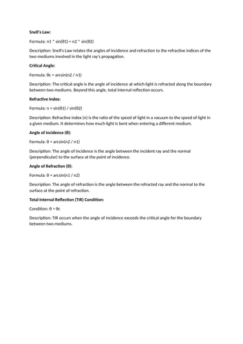 GCSE Physics: Free TIR (Total Internal Reflection) Questions, Answers ...