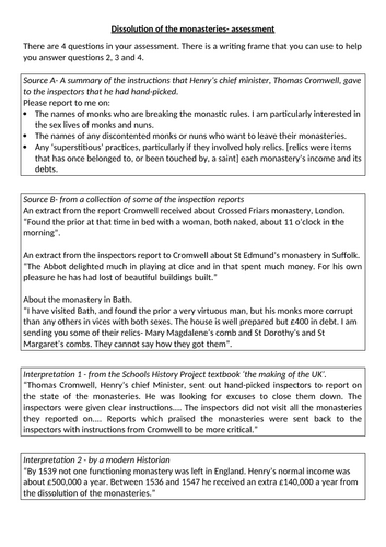 Ready made key stage 3 history assessments pack 2- Tudor, Stuart and ...