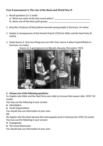 Ready made key stage 3 history assessments Pack 3- 20th Century history ...