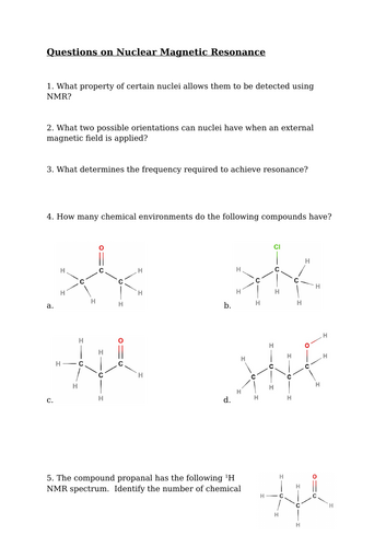 1H NMR Spectroscopy (videos, questions, and answers) | Teaching Resources